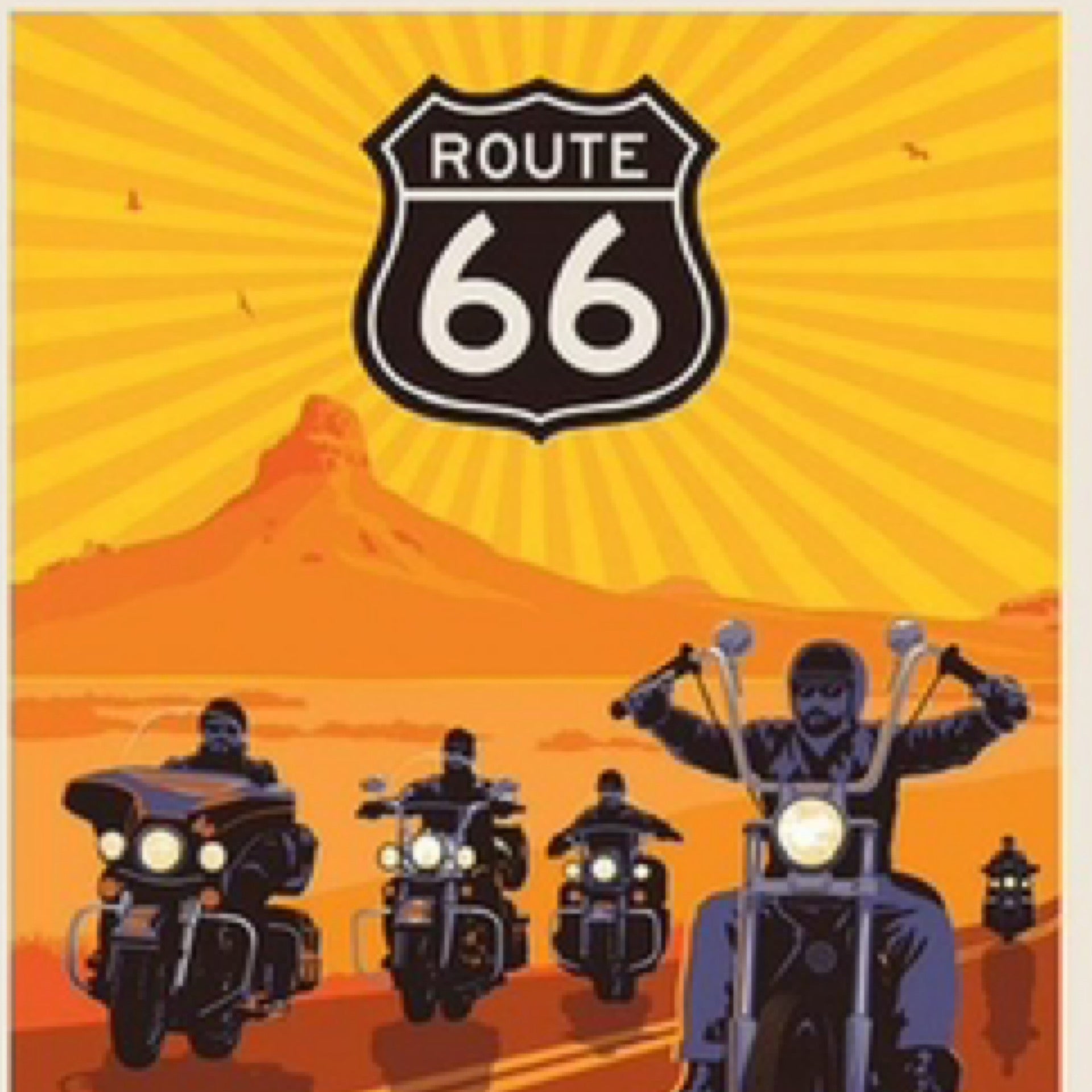 Riley Blake, Route 66 by motorcycle panel | Barabra Davis